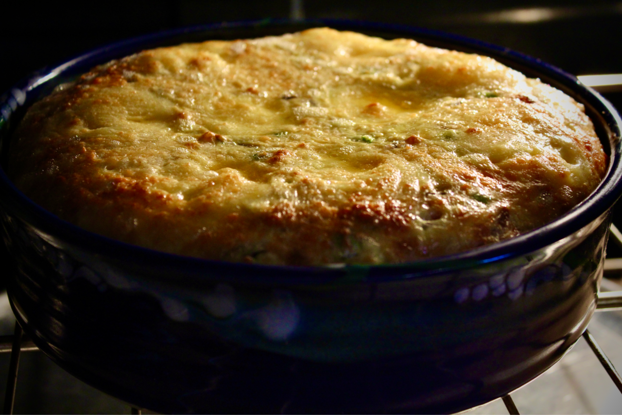 Savory Cheese Soufflé with Mushrooms, Peas & Pancetta - Sow The Table